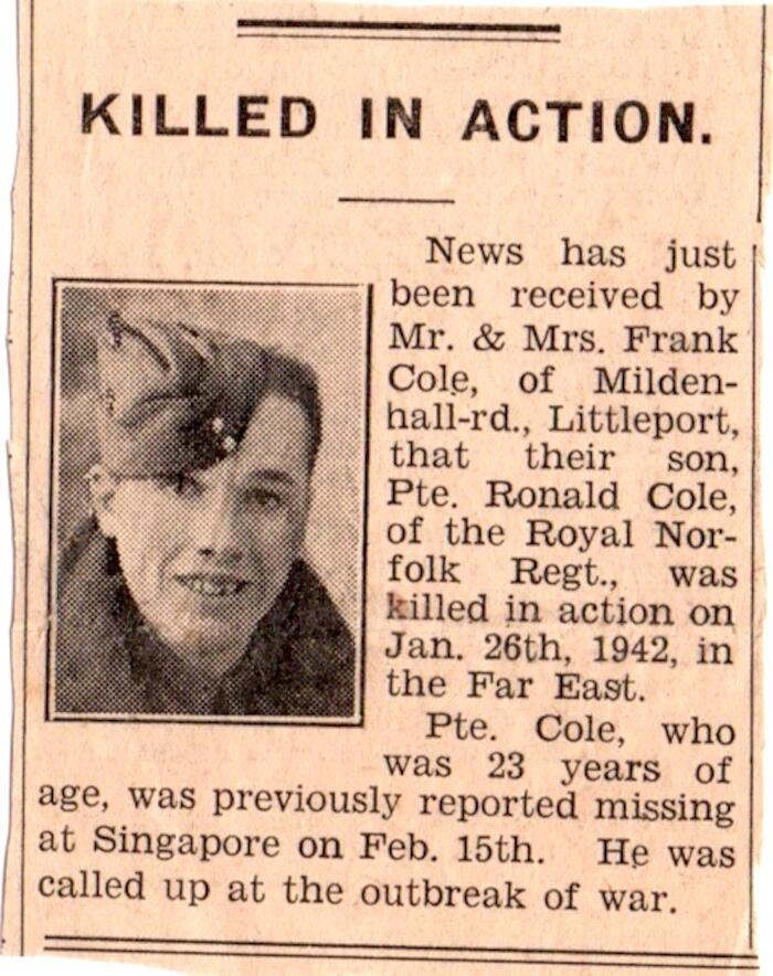 Littleport Society CollectiveAccess : Newspaper Cutting : Killed In ...